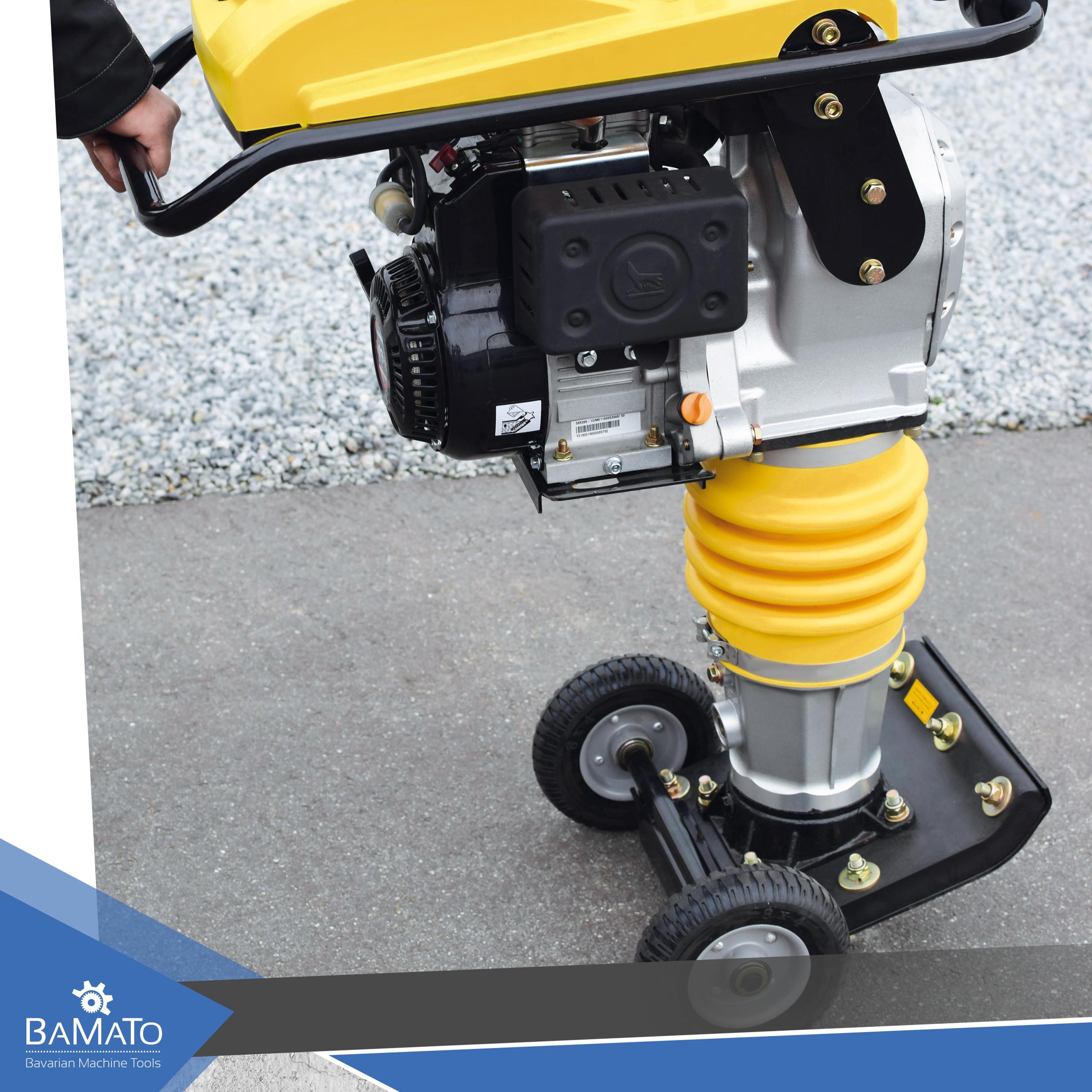 BAMATO Vibrationsstampfer V-90G mit Fahrwerk Stampfer Grabenstampfer 13 ...
